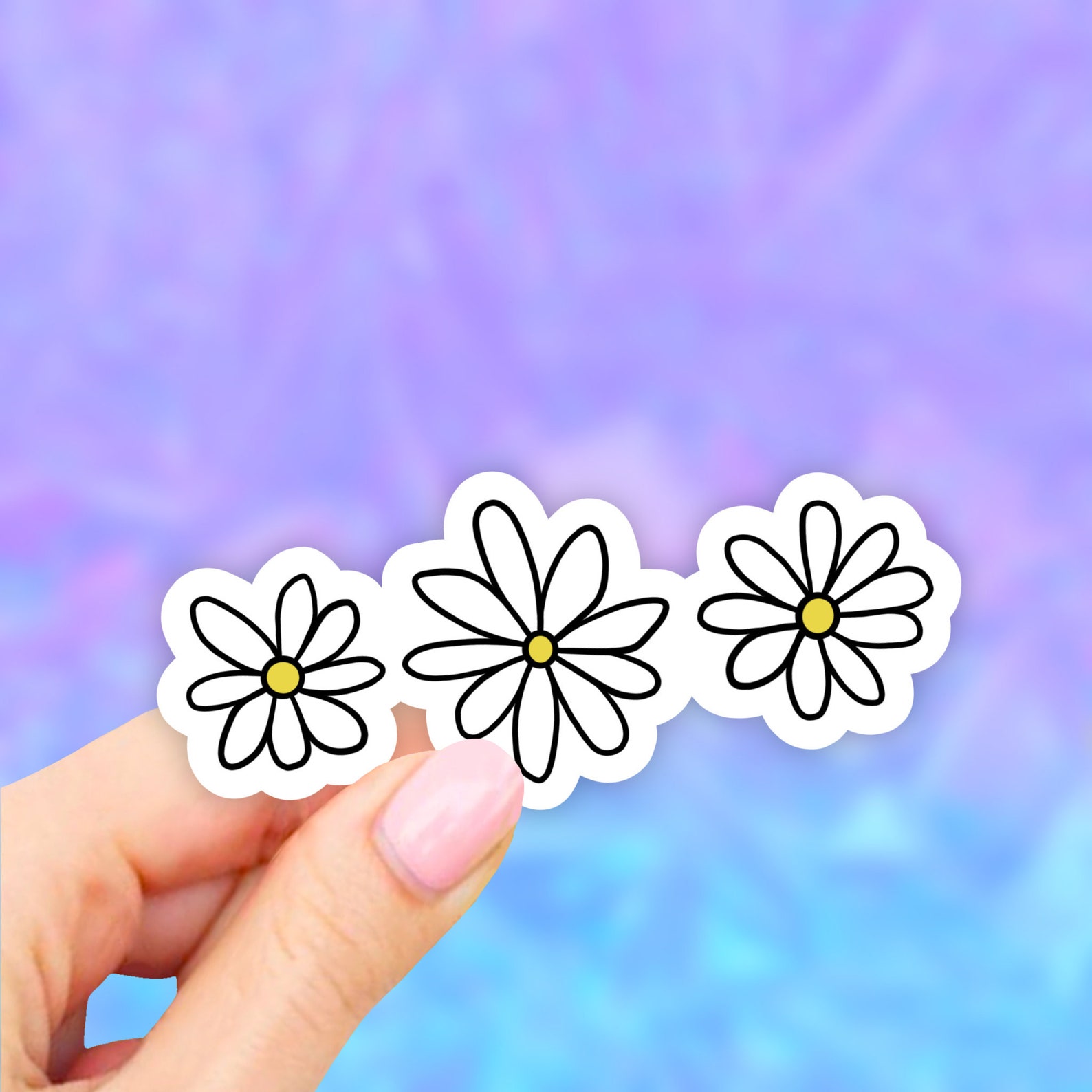 Three Daisies Sticker Daisy Sticker VSCO Stickers Aesthetic - Etsy