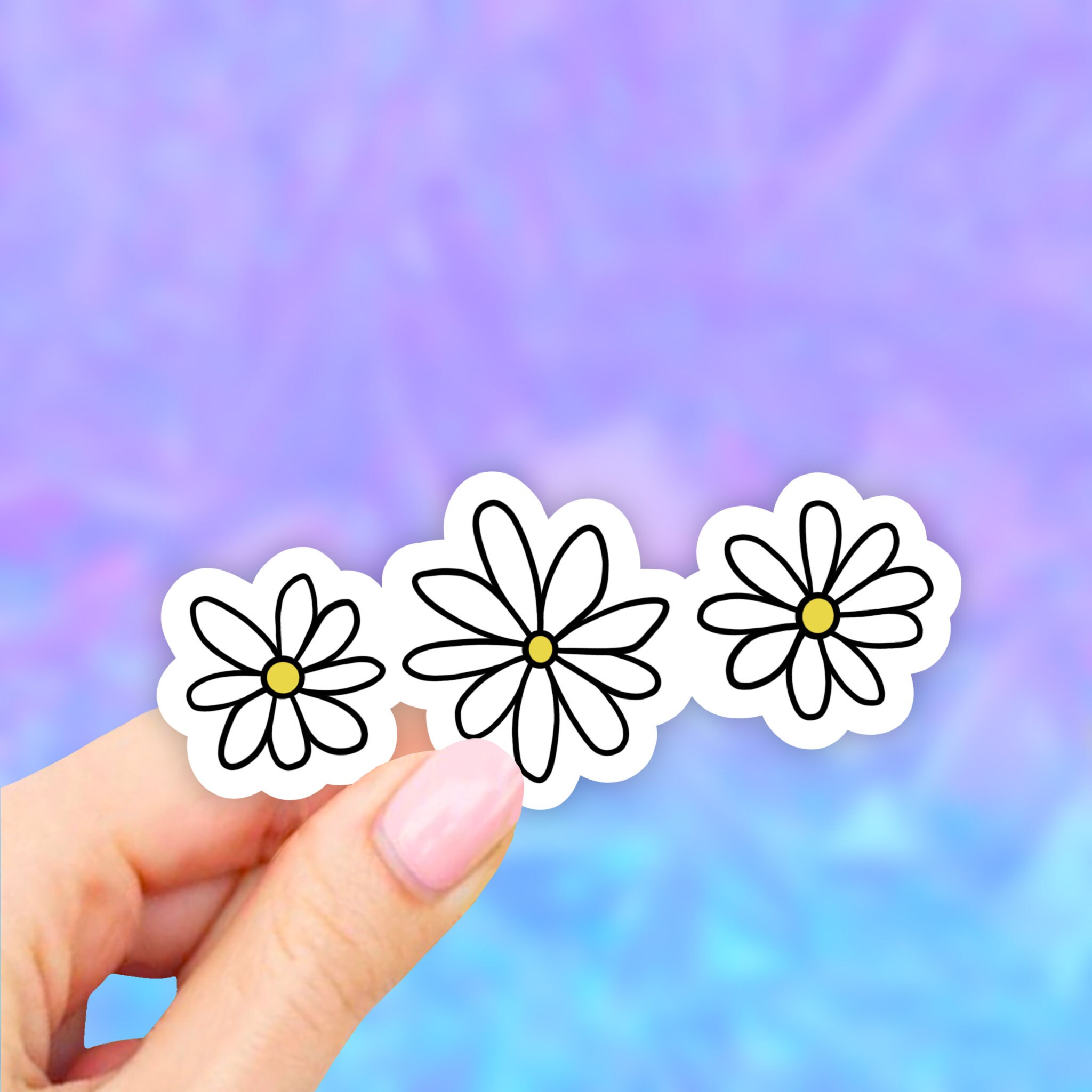 Three Daisies Sticker Daisy Sticker VSCO Stickers Aesthetic | Etsy