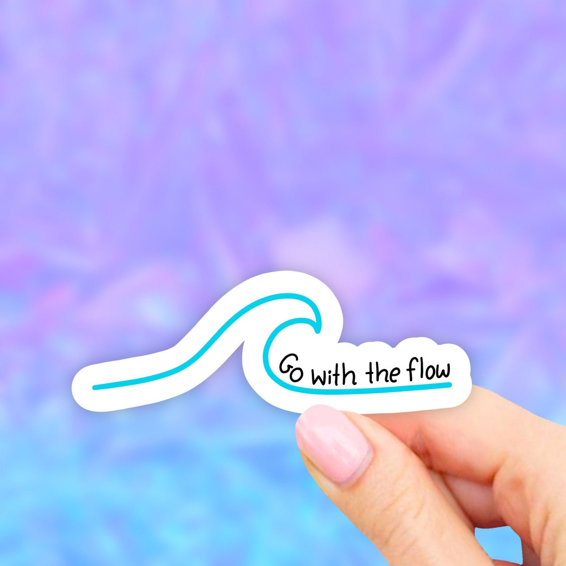 Go With The Flow Sticker Ocean Wave Laptop Stickers VSCO | Etsy