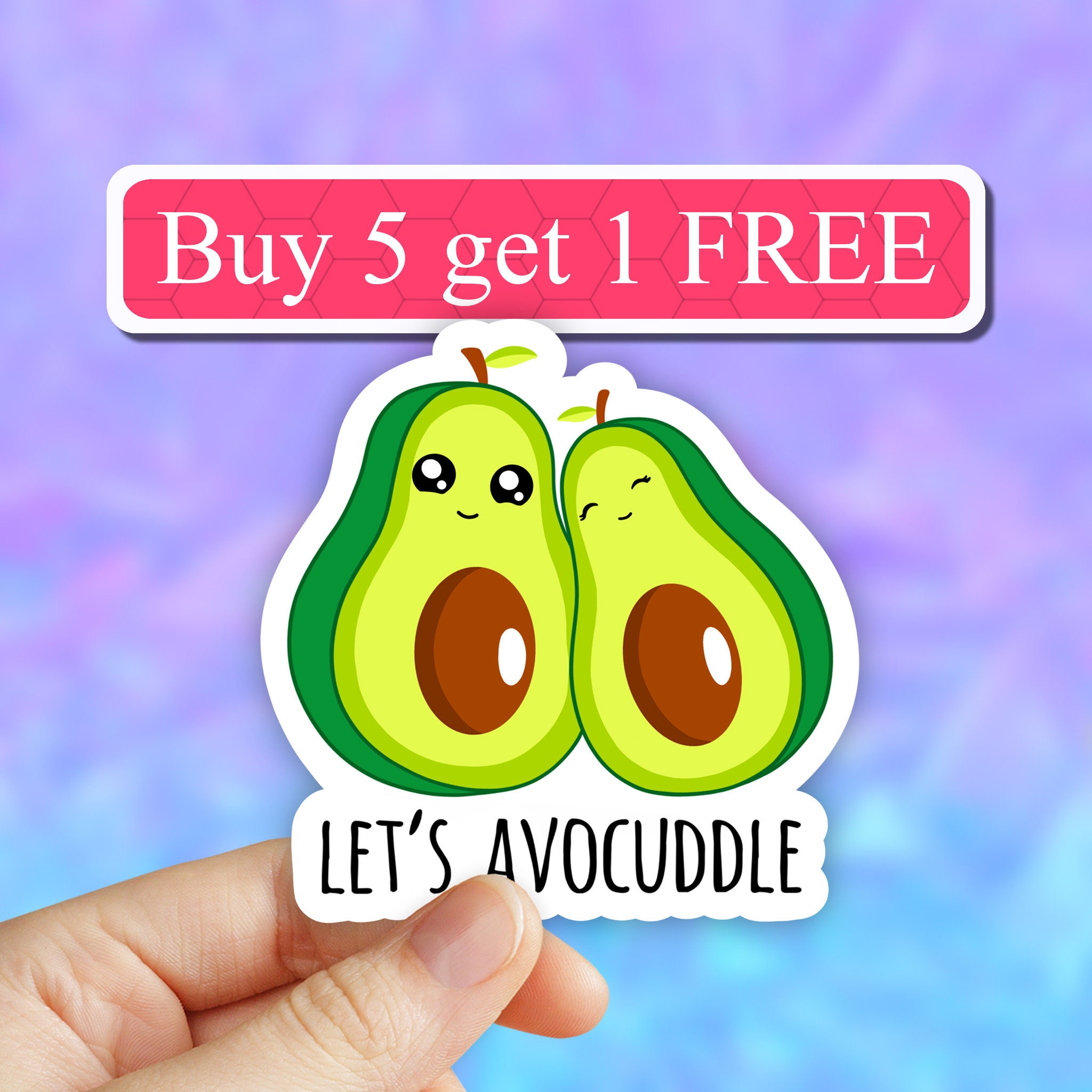 Let's Avocuddle Sticker Avocado Sticker Vegan Stickers | Etsy