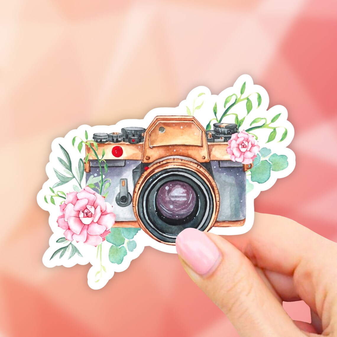 Watercolor Vintage Camera Sticker VSCO Stickers Aesthetic | Etsy