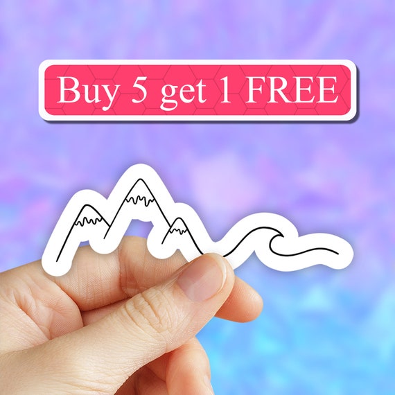 Wave Mountain Sticker Hand Drawn Laptop Decal VSCO Stickers | Etsy