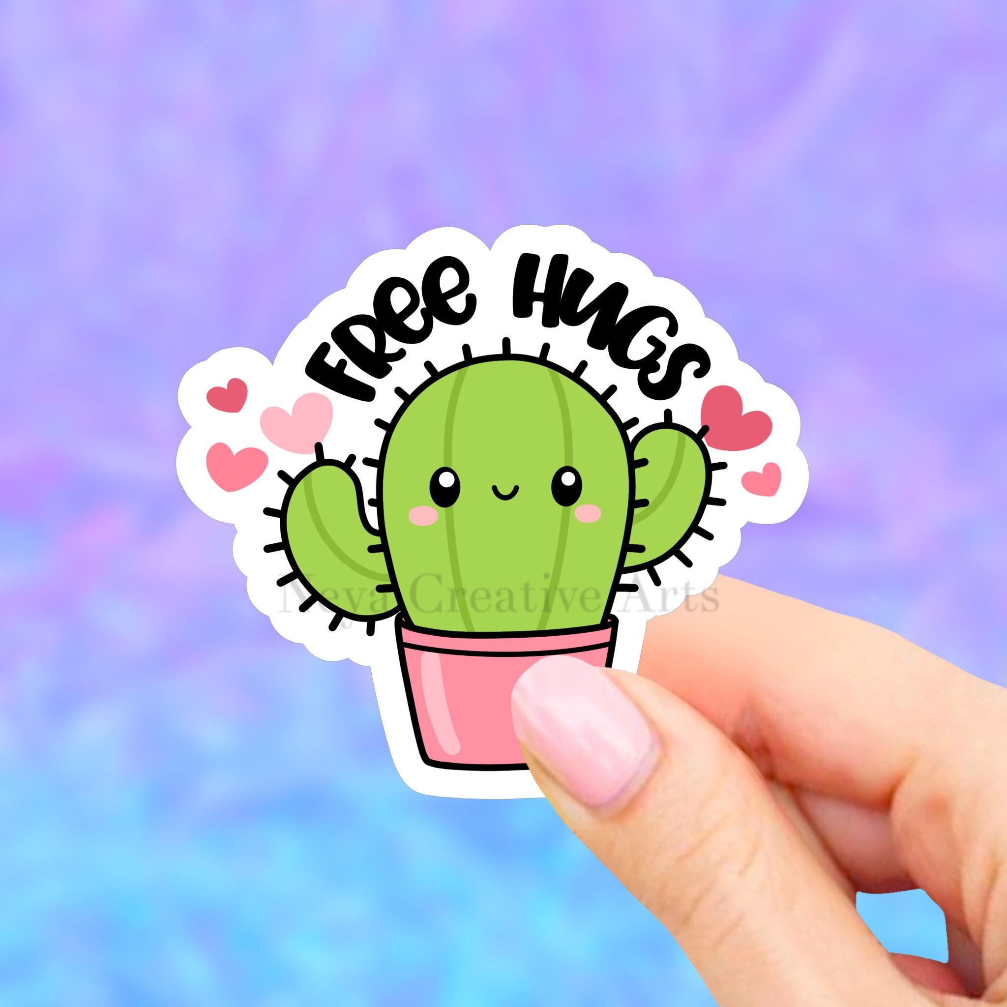 Free Hugs Sticker Cactus Stickers Succulent Sticker | Etsy