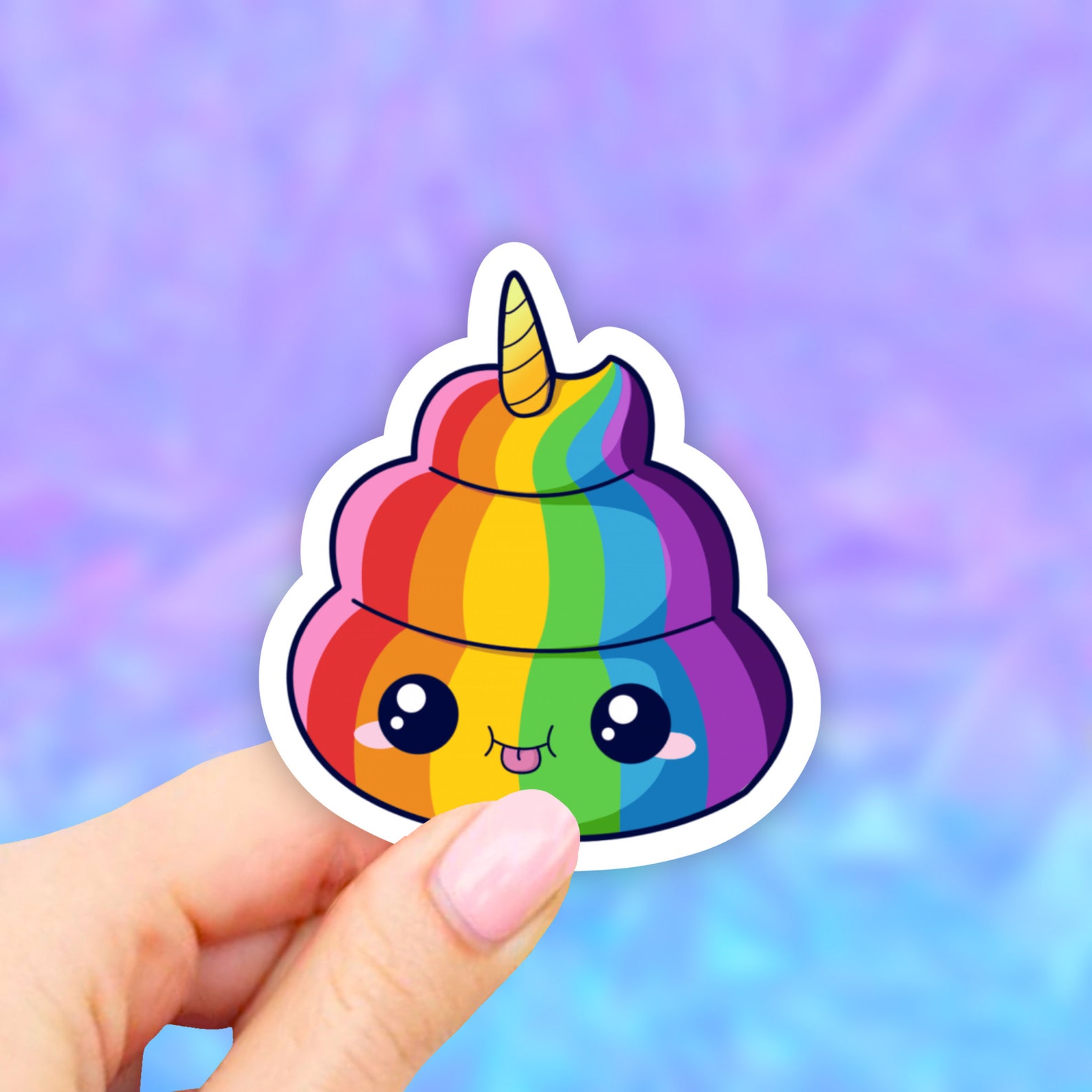 Rainbow Unicorn Poop Emoji Sticker Laptop Stickers VSCO | Etsy