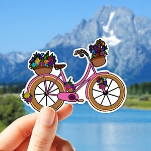 Bicycle Sticker Laptop Stickers Flower Basket Aesthetic - Etsy