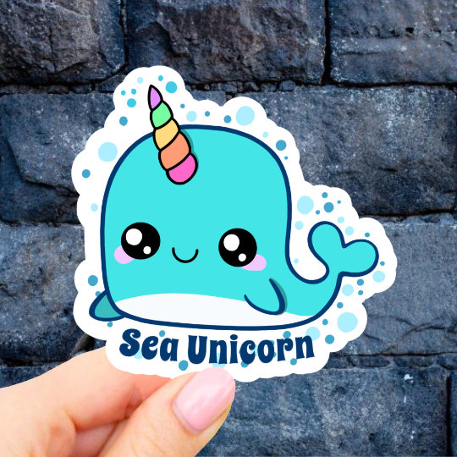 Narwhal Unicorn of the Sea Sticker Blue Ocean Stickers Save - Etsy