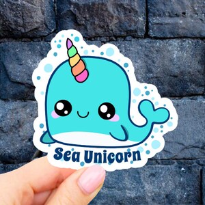 Narwhal Unicorn of the Sea Sticker, Blue Ocean Stickers, Save Oceans ...