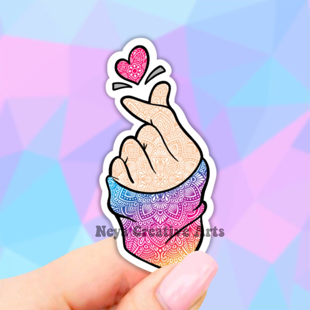 Kpop Love Heart Hand Sticker, Laptop Stickers, Aesthetic Stickers ...