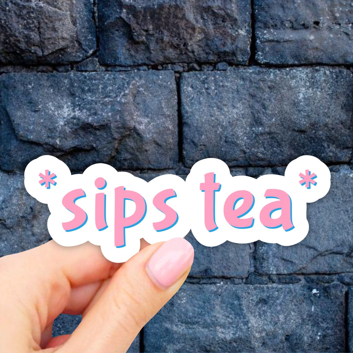 Pink Sips Tea Sticker Tea Sticker Laptop Stickers Trendy | Etsy