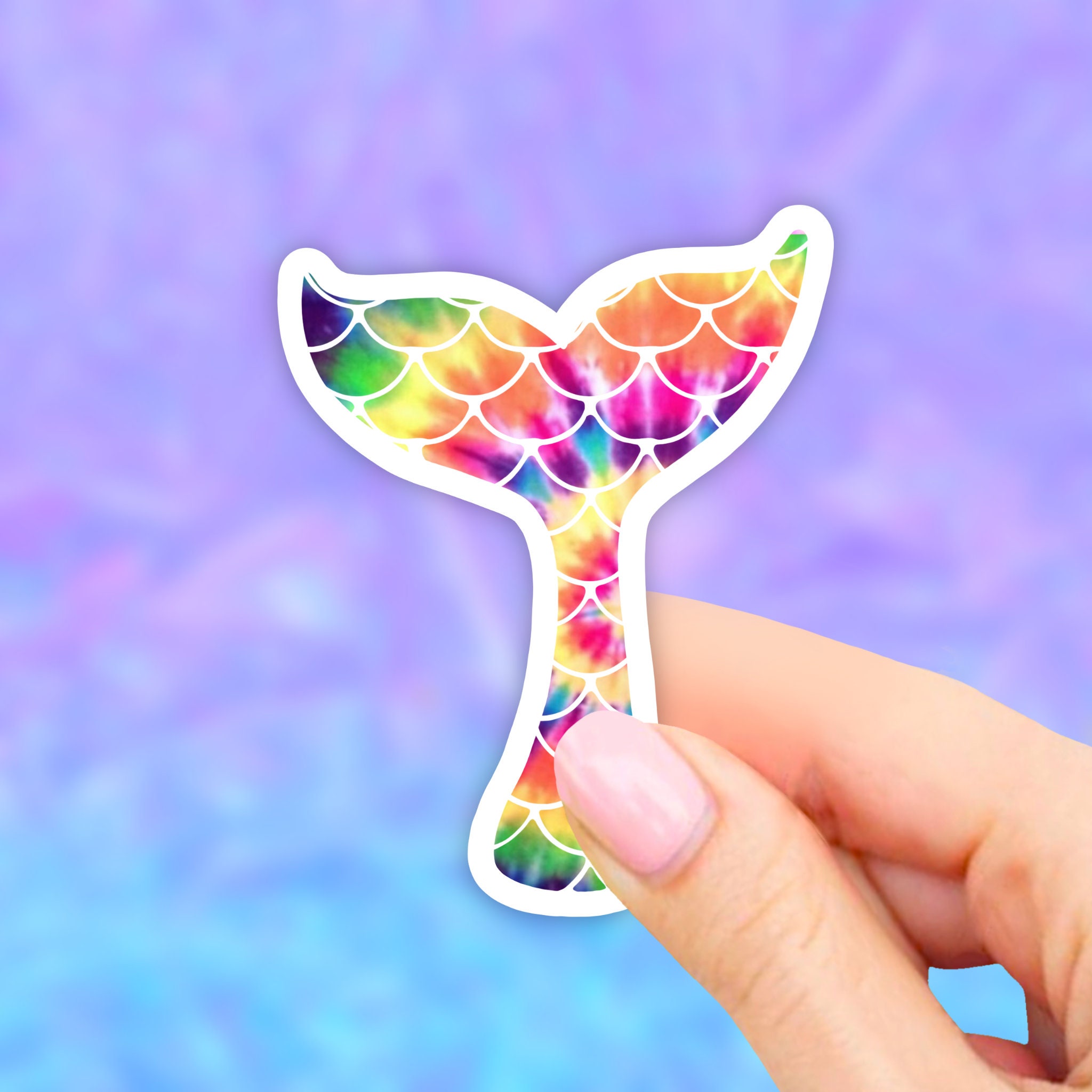 Tie Dye Mermaid Tail Sticker Mermaid Stickers Wave Ocean - Etsy
