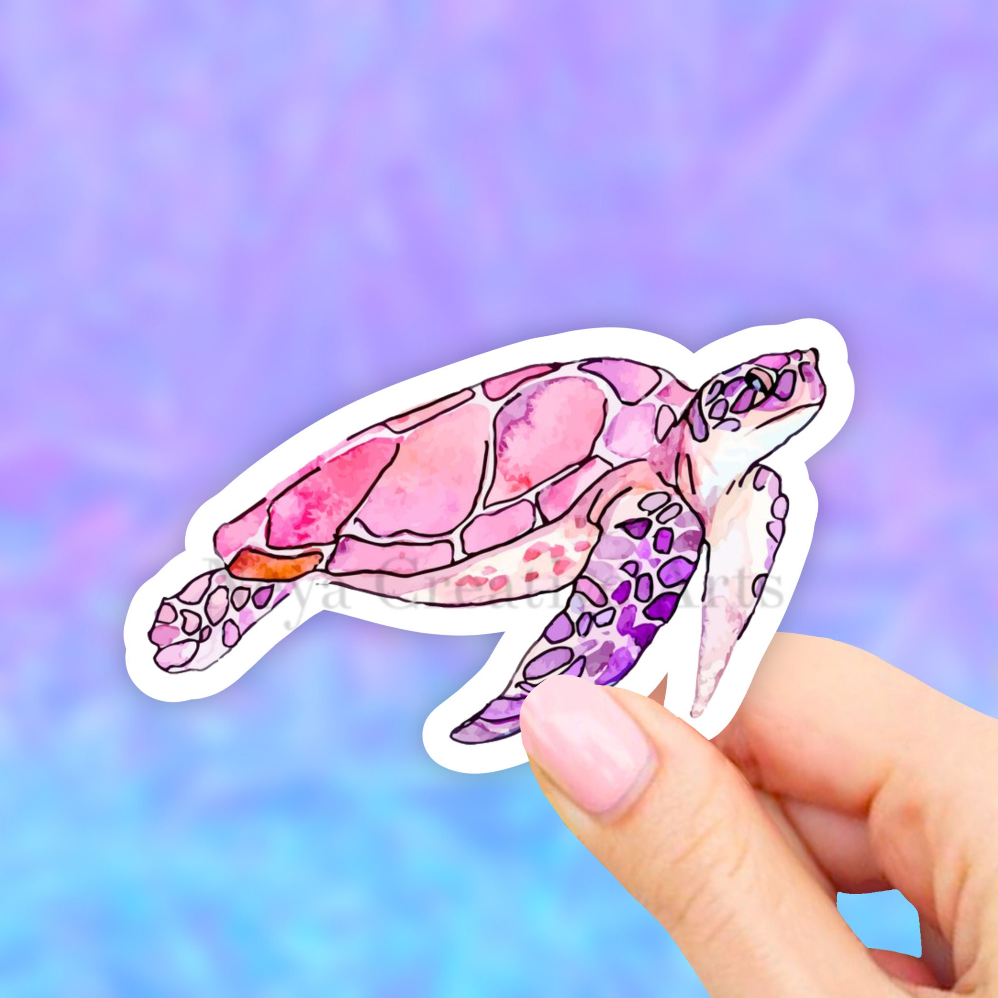 Pink Sea Turtle Sticker Save the Turtles Ocean Wave Sticker - Etsy
