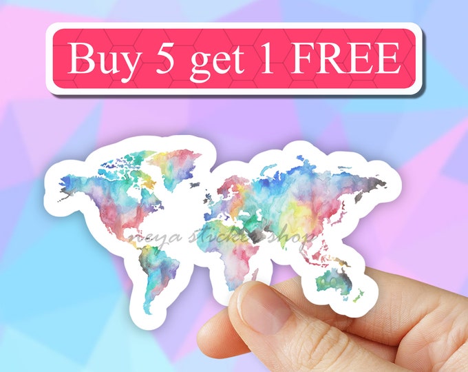 Map Travel Sticker World Map Sticker Adventure Sticker - Etsy