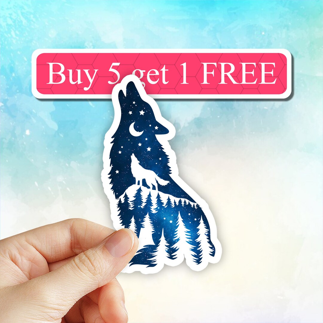 Wolf Howling Sticker, Night Sky, Galaxy Wolf Sticker, Forest, Wild Life ...