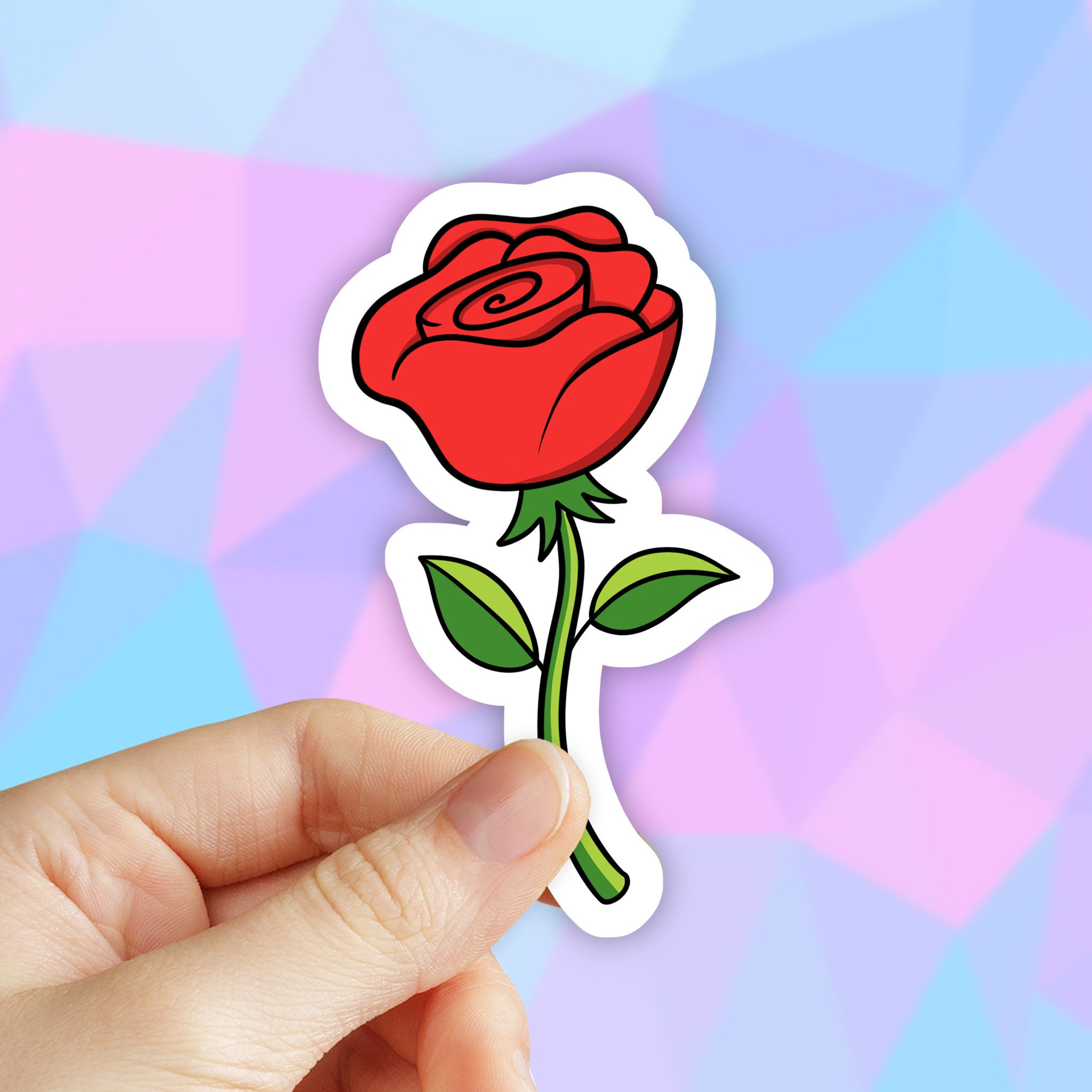 Red Rose Vinyl Sticker Floral Stickers Flower Sticker Red | Etsy