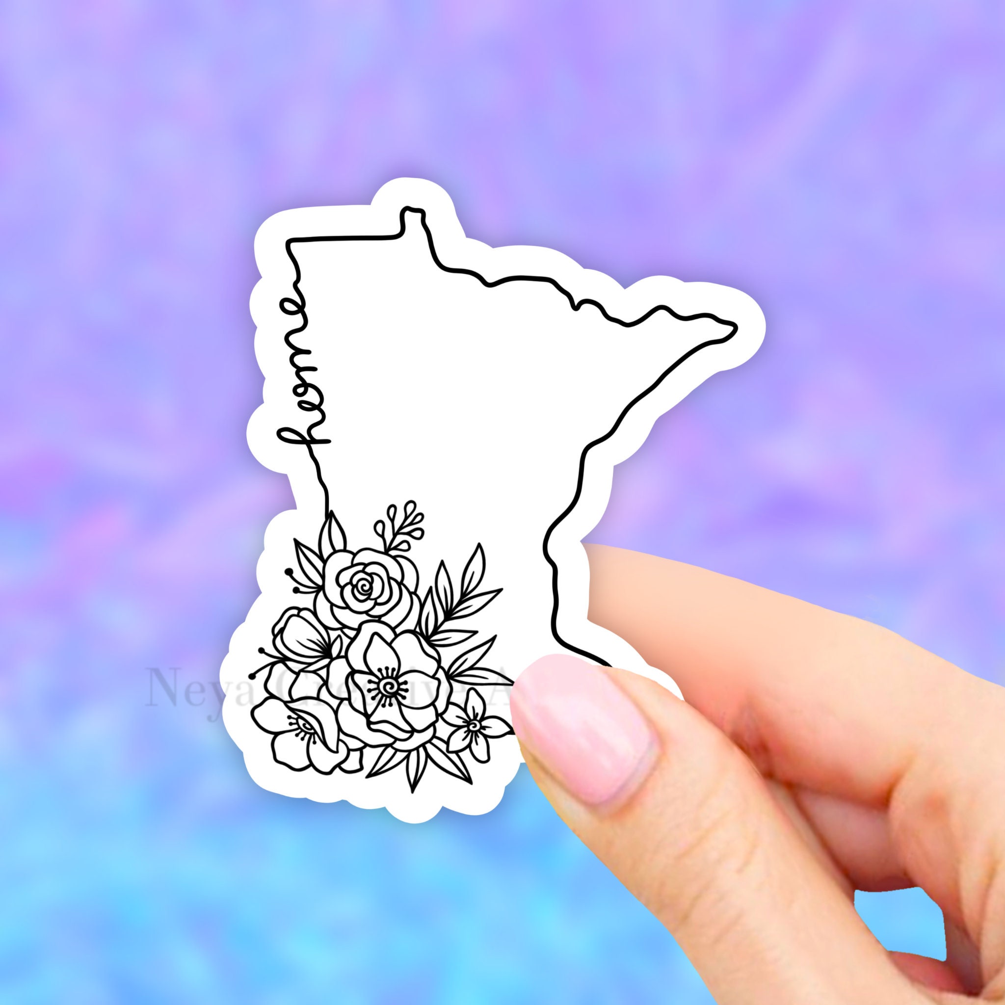 Minnesota State Sticker Minnesota Stickers Floral State USA - Etsy