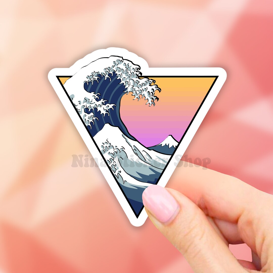 The Great Wave Vinyl Sticker, Ocean Wave Sticker, Laptop Sticker ...