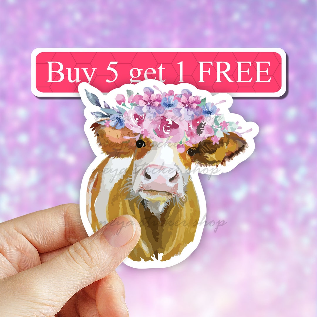 Cute Cow Sticker, Cow Stickers, Farm Animal Sticker, Animal Lover ...