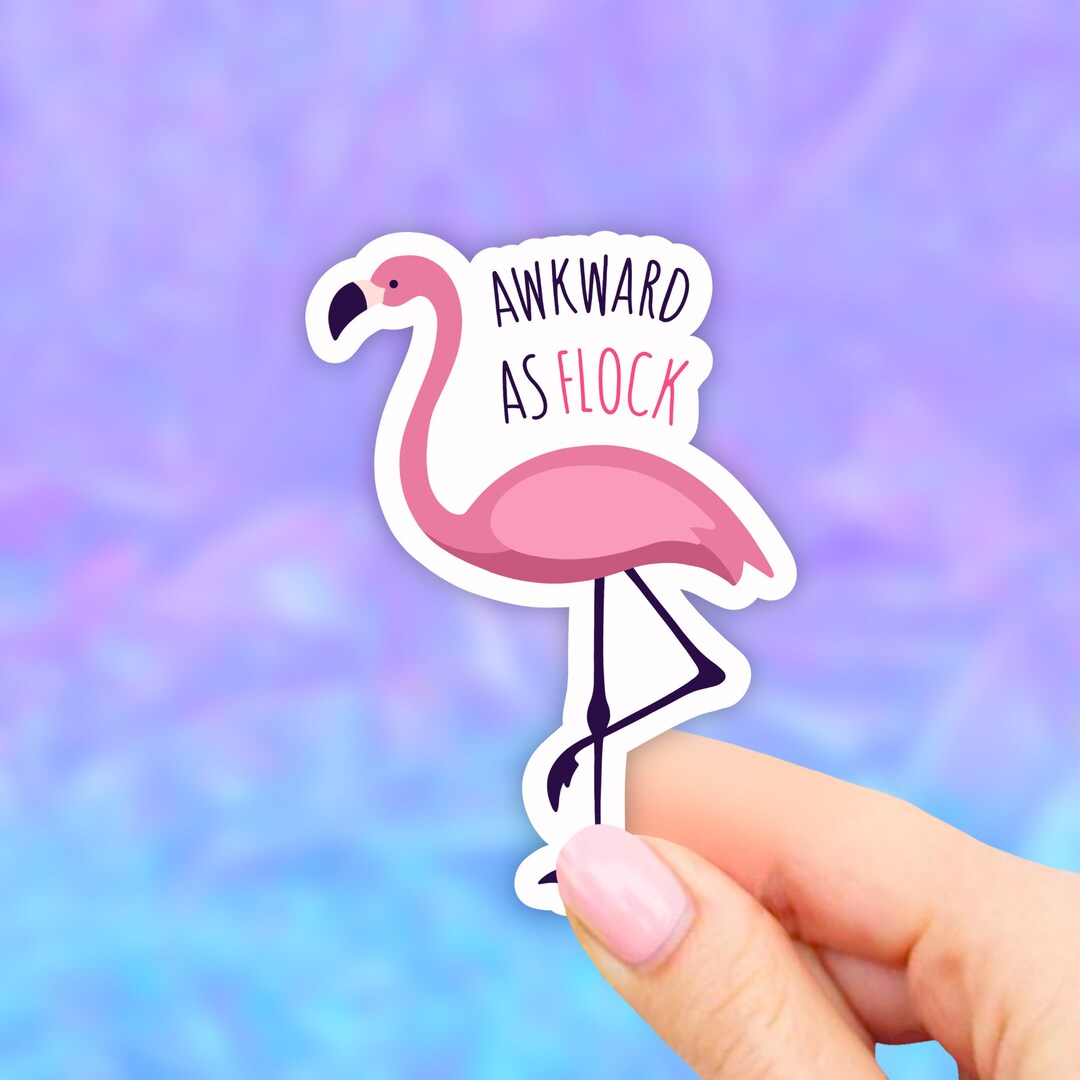 Awkward as Flock Flamingo Sticker, Aesthetic Stickers, Laptop Decal ...