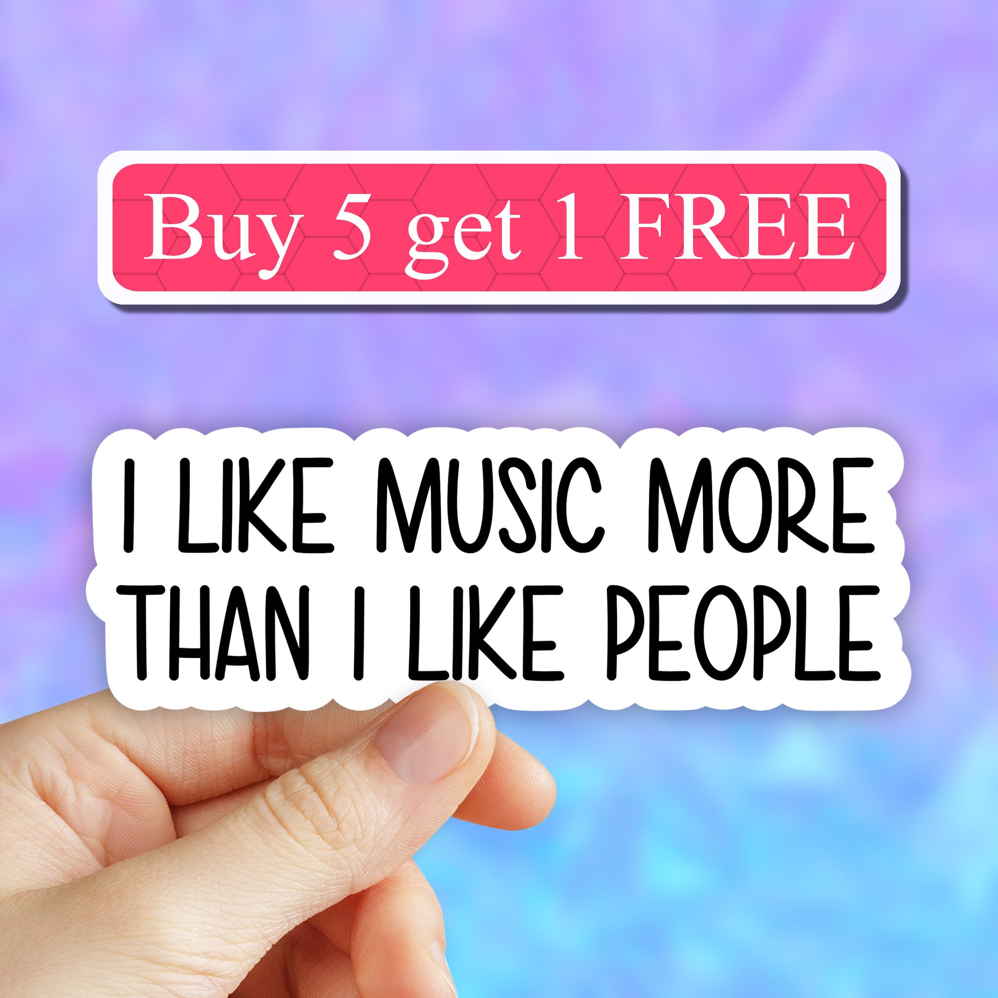 I like music more than i like people sticker introvert funny | Etsy
