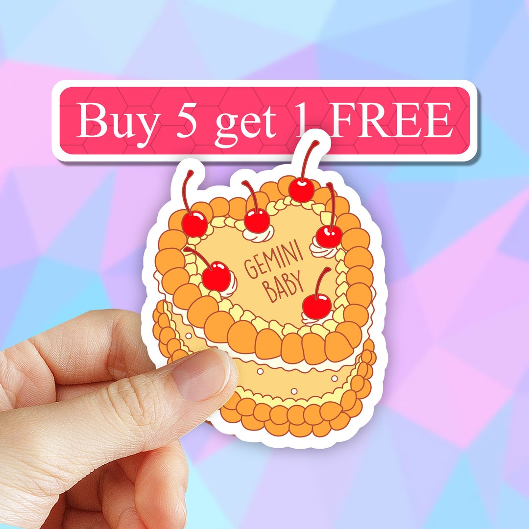 Gemini Baby Birthday Cake Sticker, Zodiac Sticker, Constellation ...
