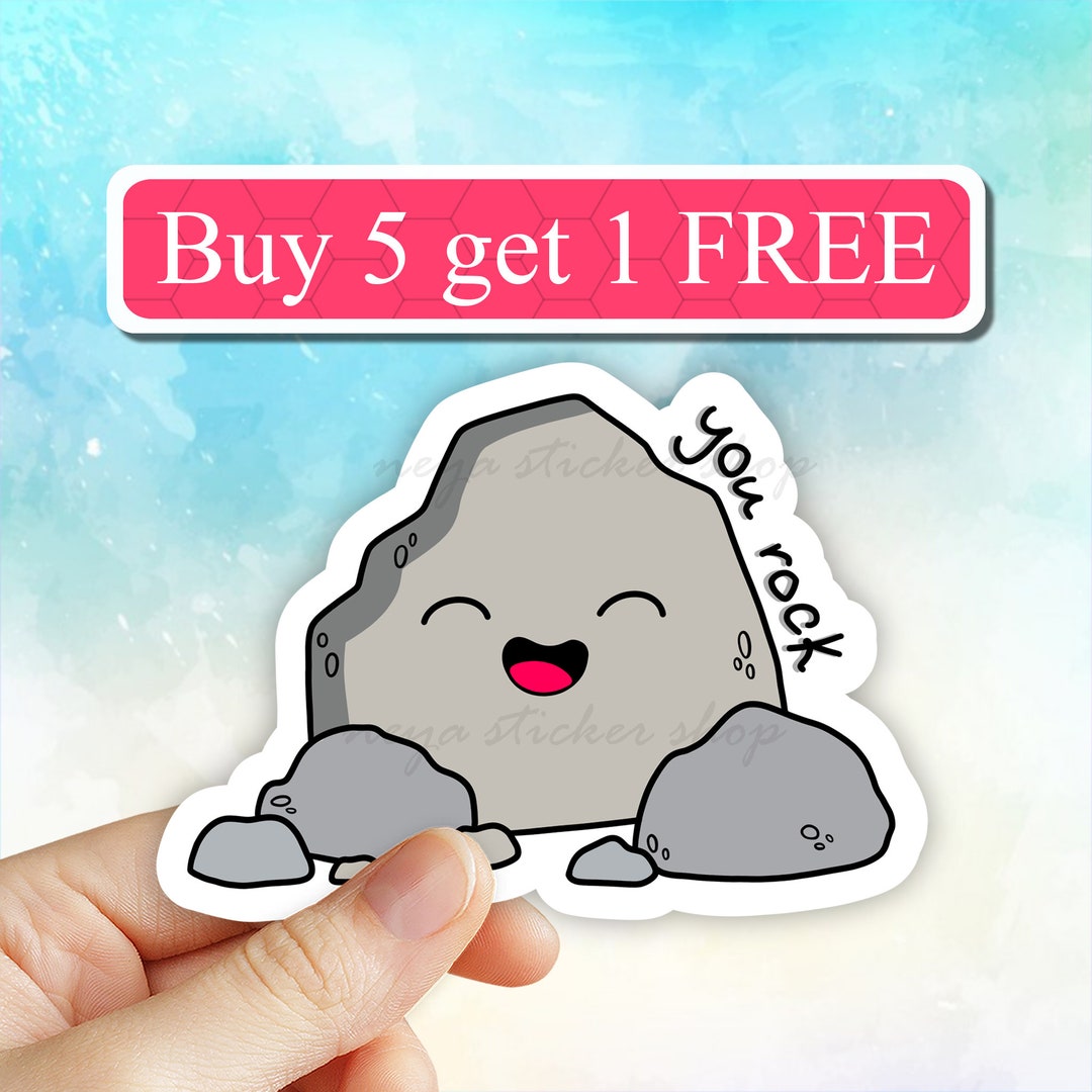 You Rock Vinyl Sticker, Funny Cute Pet Rock, Encouraging Decal ...