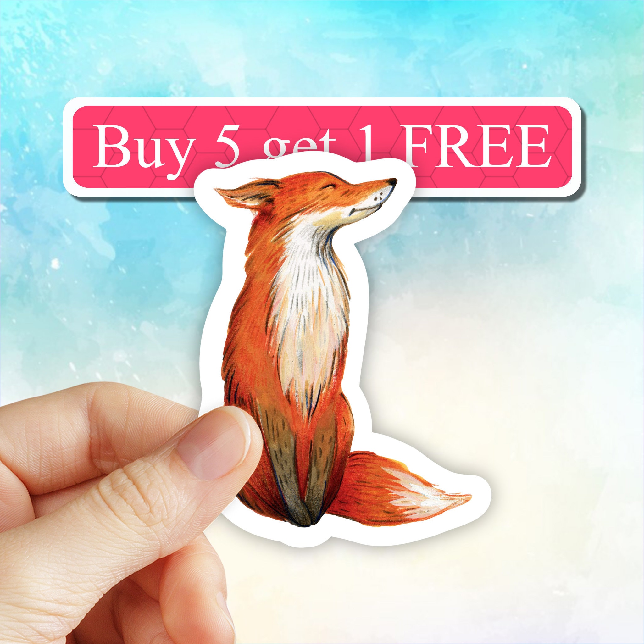 Watercolor Fox Sticker Fox Stickers Cute Fox Sticker Animal - Etsy