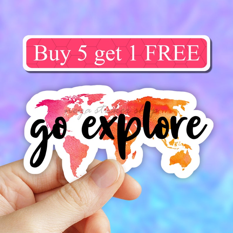 Go Explore Sticker World Map Sticker Travel Stickers VSCO - Etsy