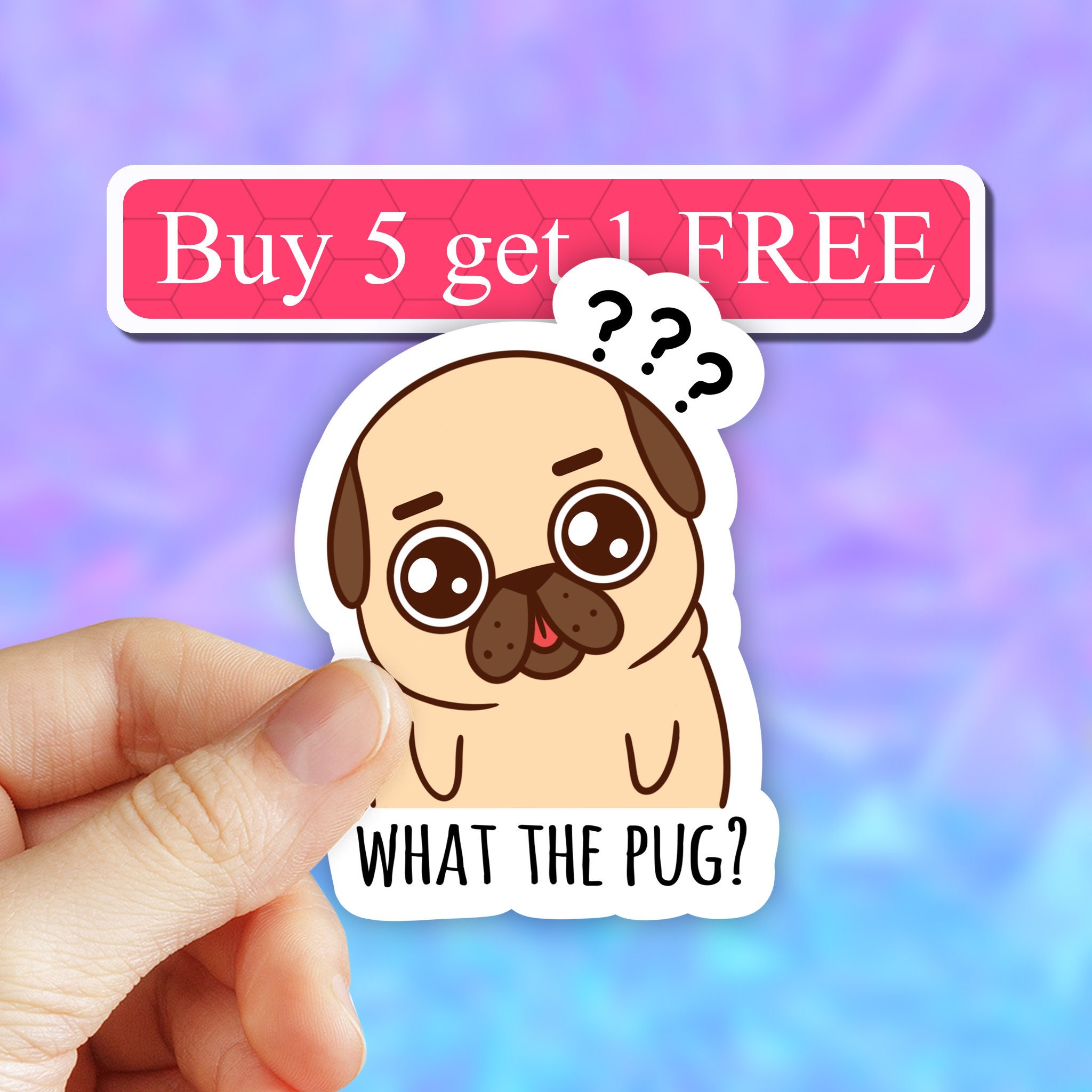What the Pug Sticker Funny Pug Sticker Dog Puns Dog - Etsy