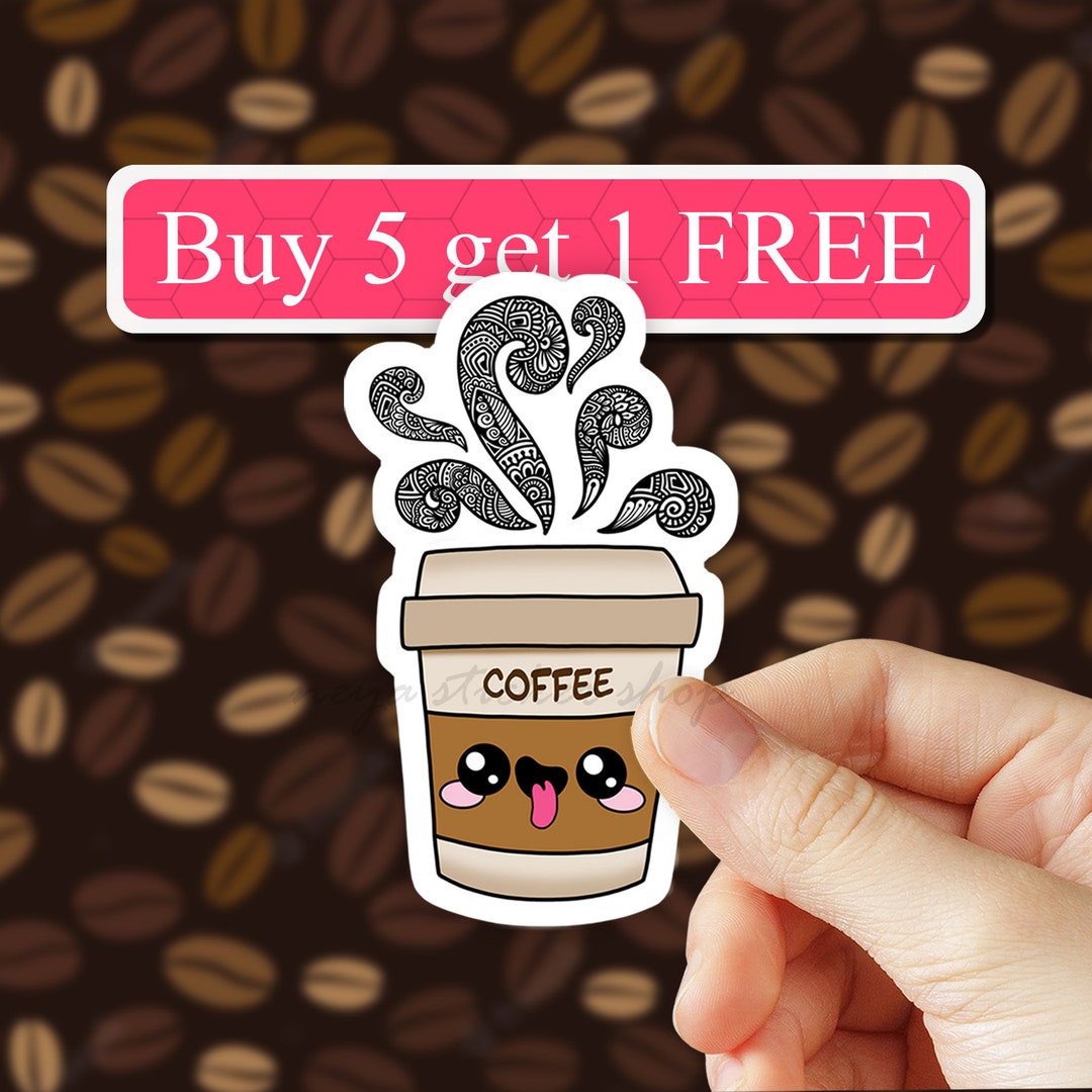 Coffee Laptop Sticker, Coffee Stickers, Vinyl Latte Stickers, Laptop ...