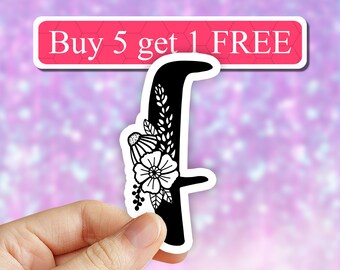 Letter F Flower Vinyl Sticker, Monogram, Best Friend Gift, Laptop Decal ...