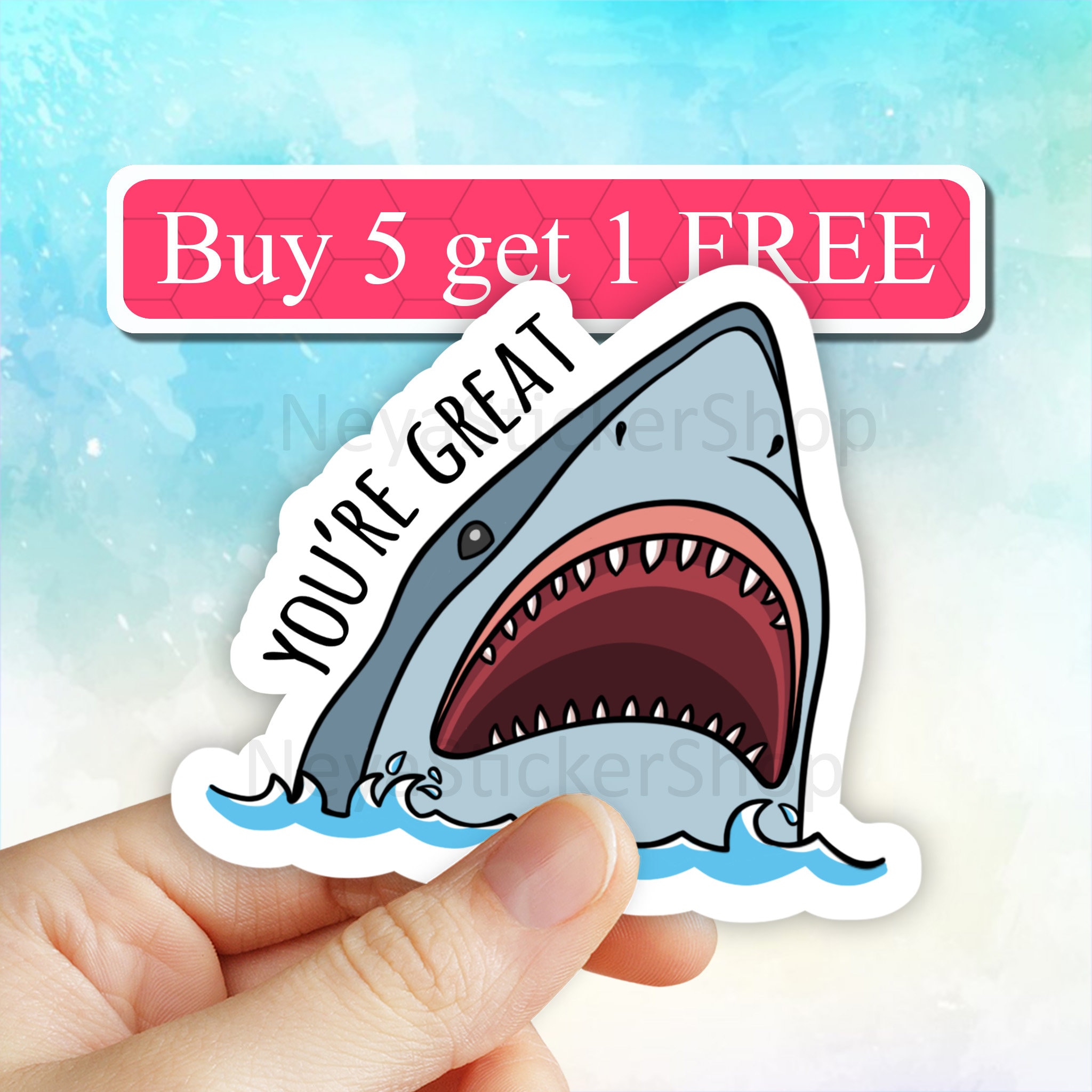 Youre Great Shark Sticker Shark Stickers Save the Sharks | Etsy