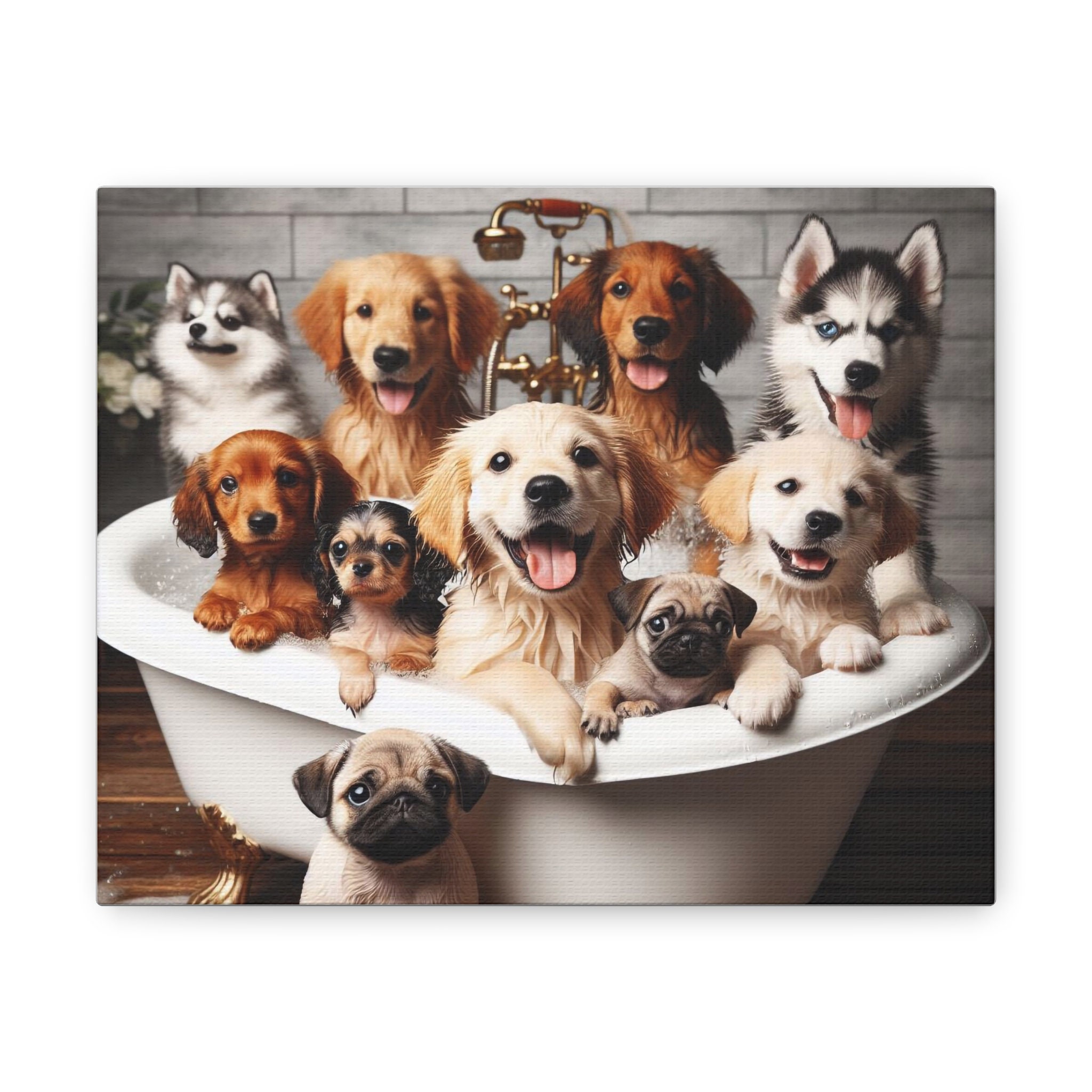 Dogs in Bathtub, Bathroom Animal Art, Funny Canvas Art, Puppy Wall Art ...