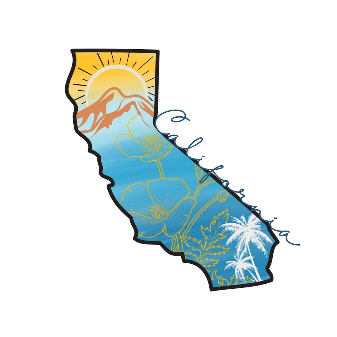 California PNG, State of California, Digital Download, Clip Art, Wall ...