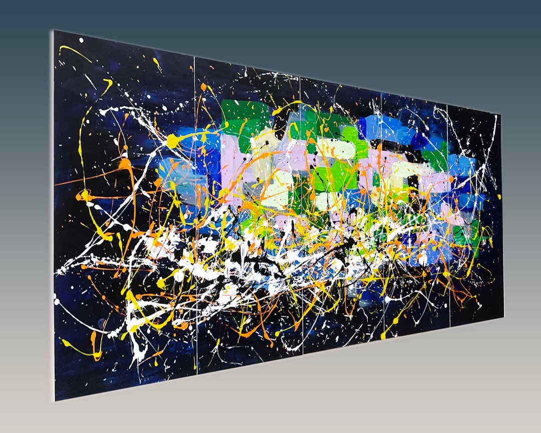 Original Jackson Pollock Style Abstract Painting on Aluminum (31x80) - Etsy