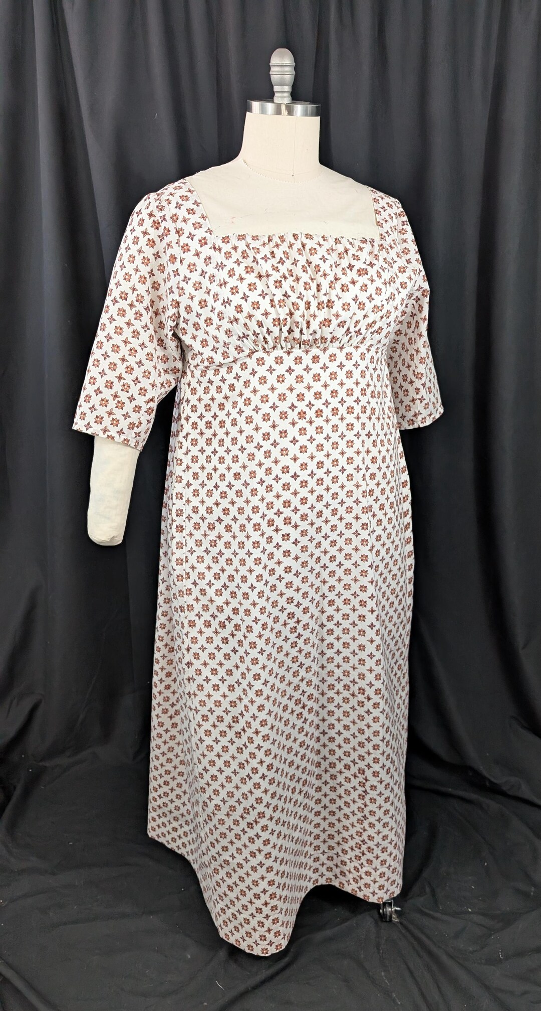 Plus Size Rust Print Muslin Regency Dress - Etsy