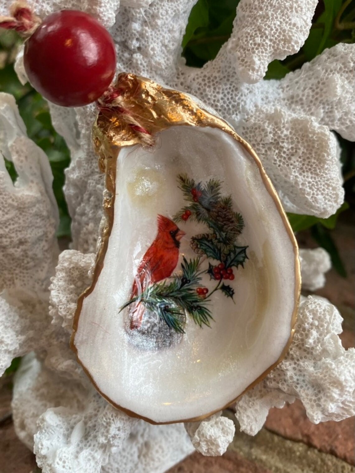 Oyster Shell Cardinal Ornament - Etsy