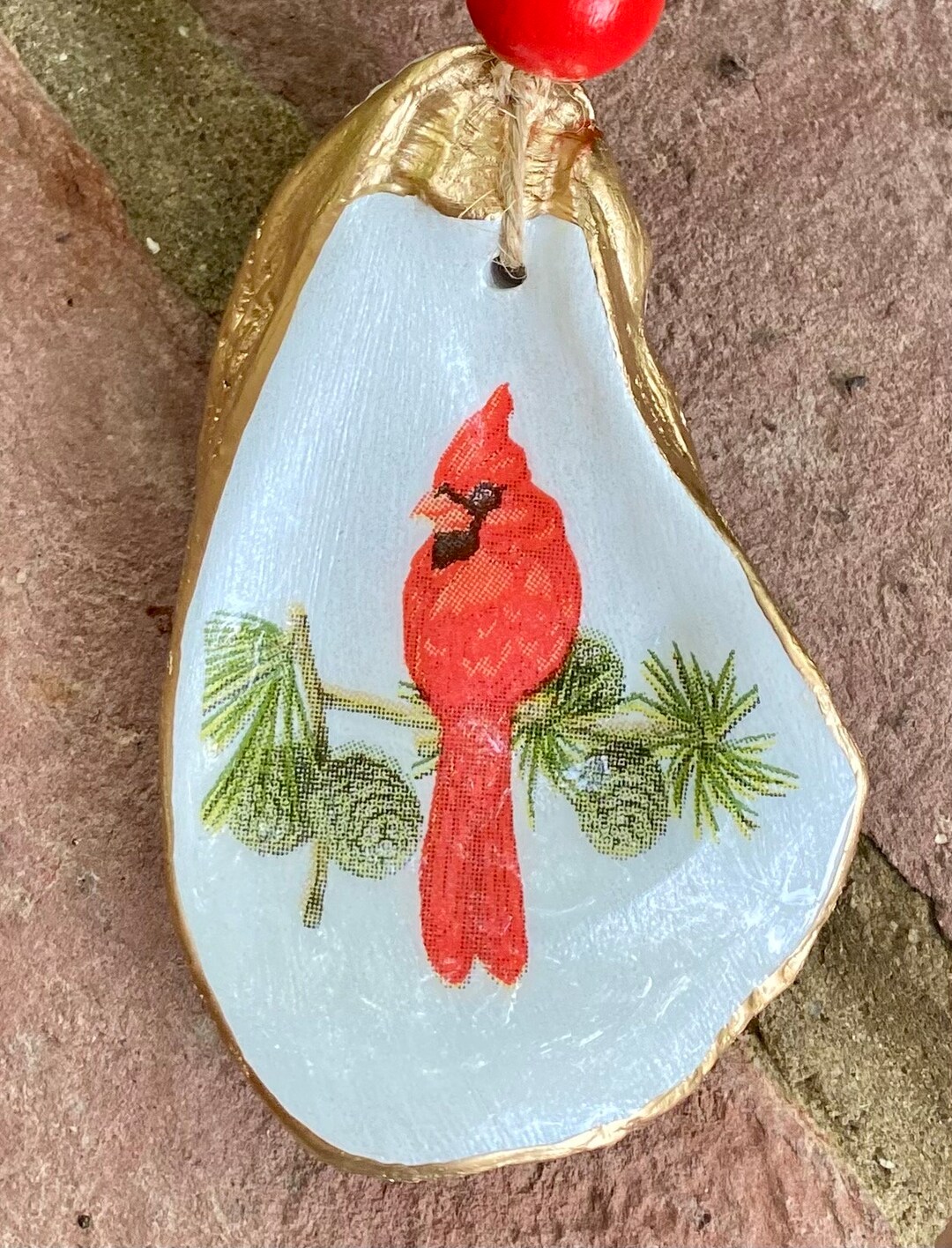 Oyster Shell Cardinal Ornament - Etsy