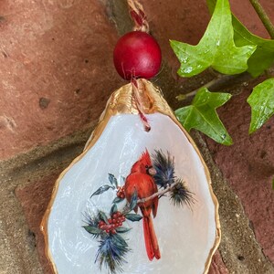 Oyster Shell Cardinal Ornament - Etsy