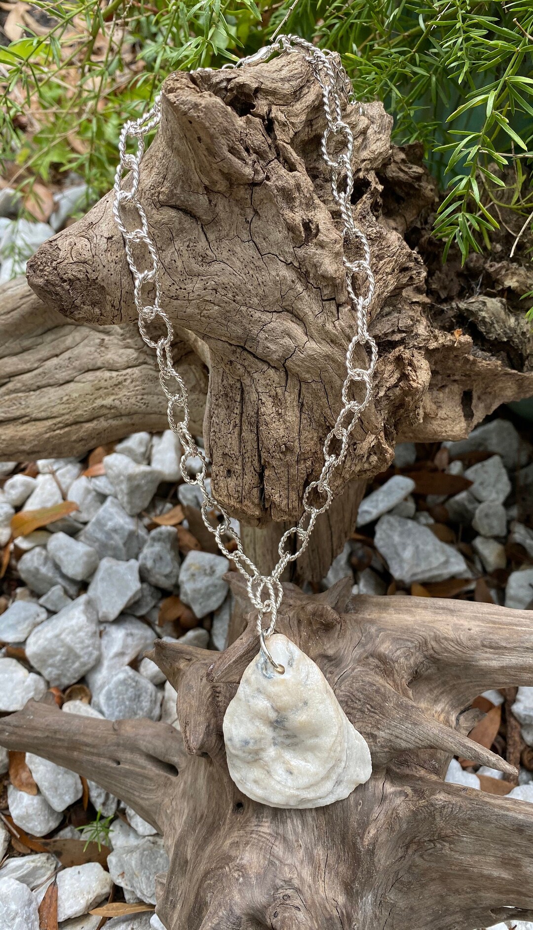 Silver Oyster Shell Necklace - Etsy