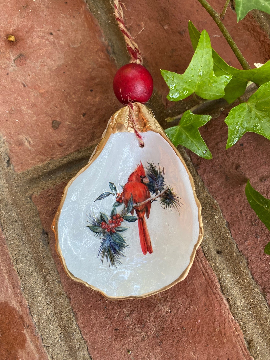 Oyster Shell Cardinal Ornament - Etsy
