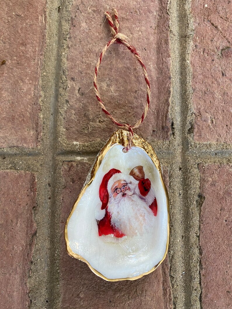 Santa Oyster Shell Ornament - Etsy
