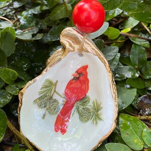 Oyster Shell Cardinal Ornament - Etsy
