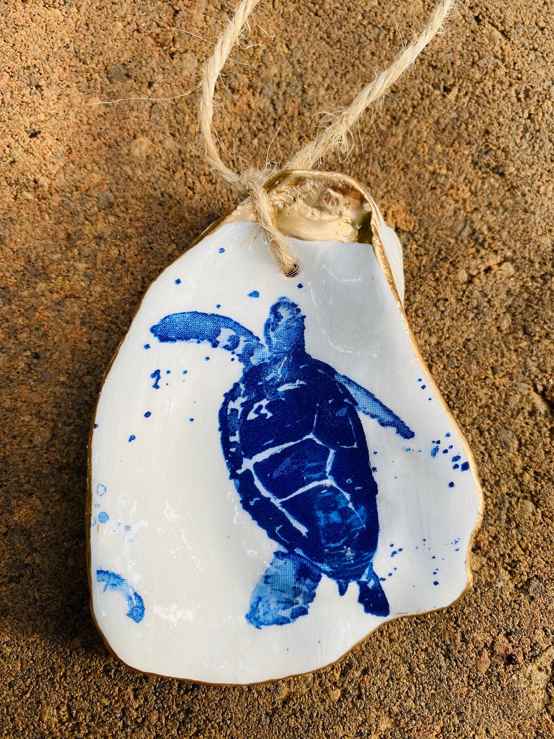 Turtle Oyster Shell Ornament - Etsy