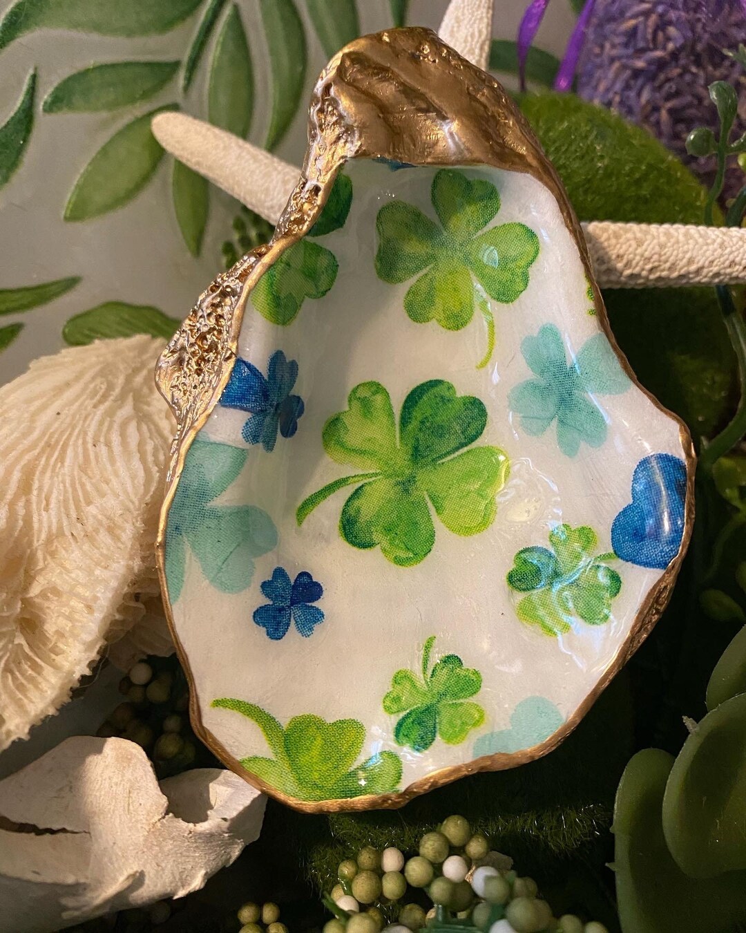 Shamrock Oyster Trinket Dish - Etsy