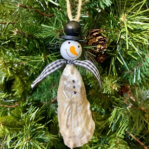 Snowman Oyster Shell Ornament - Etsy