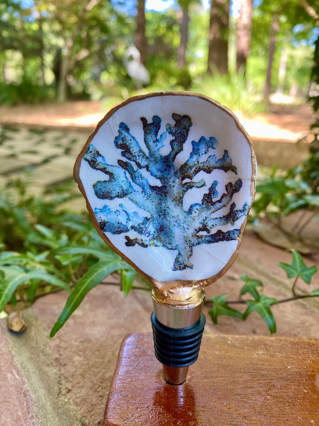 Handcrafted Oyster Shell Wine Stopper: Coastal Bottle Decor - Etsy