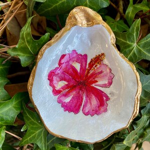 Hawaiian Pink Flower Oyster Shell Trinket Dish - Etsy