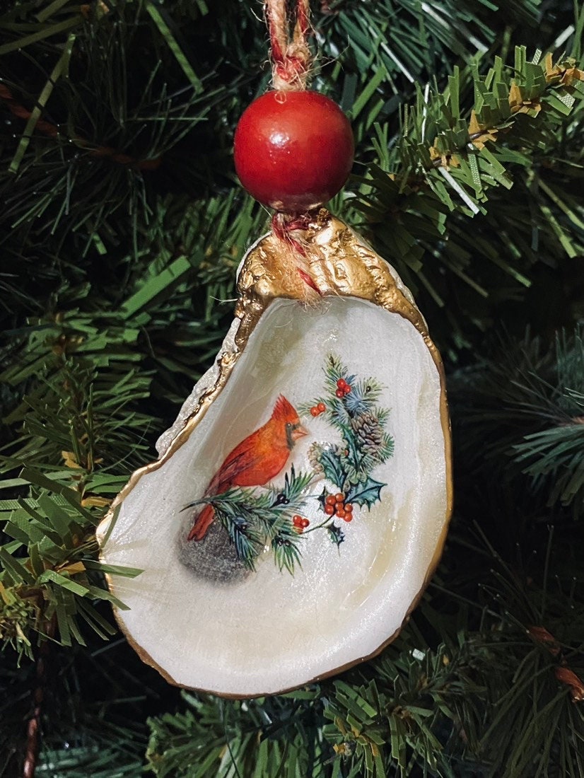 Oyster Shell Cardinal Ornament - Etsy