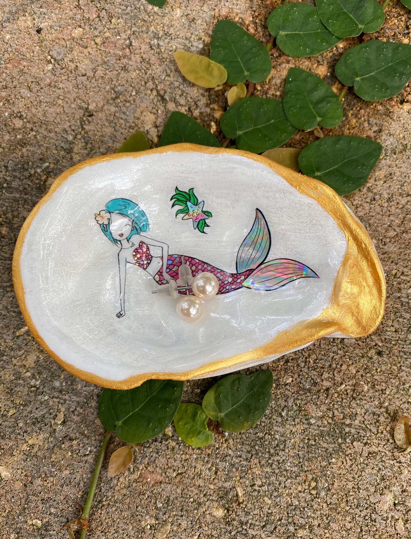 Mermaid Oyster Trinket Dish - Etsy