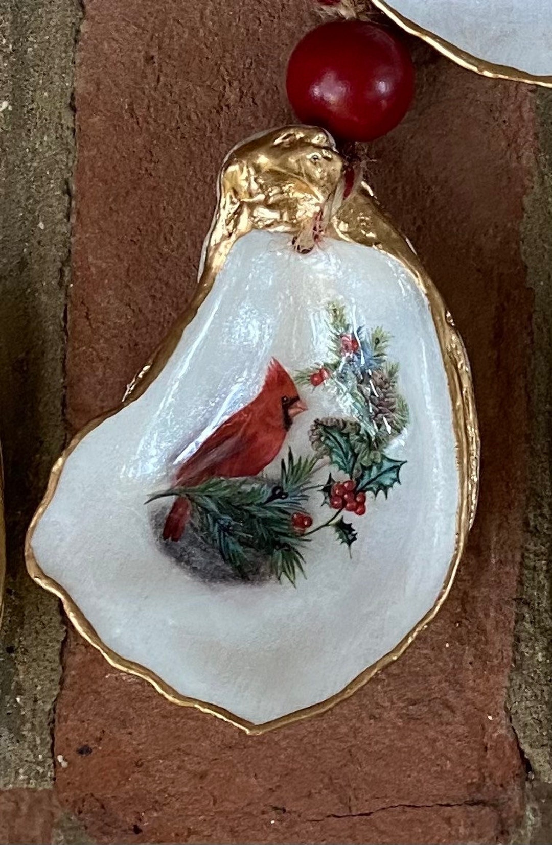Oyster Shell Cardinal Ornament - Etsy